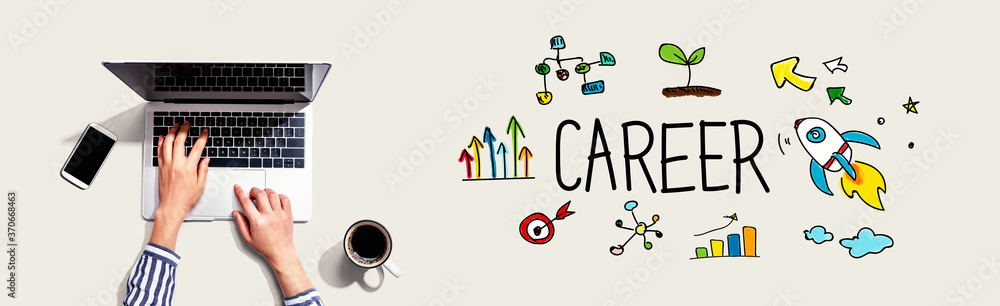 Career with person using a laptop computer Stock Photo | Adobe Stock