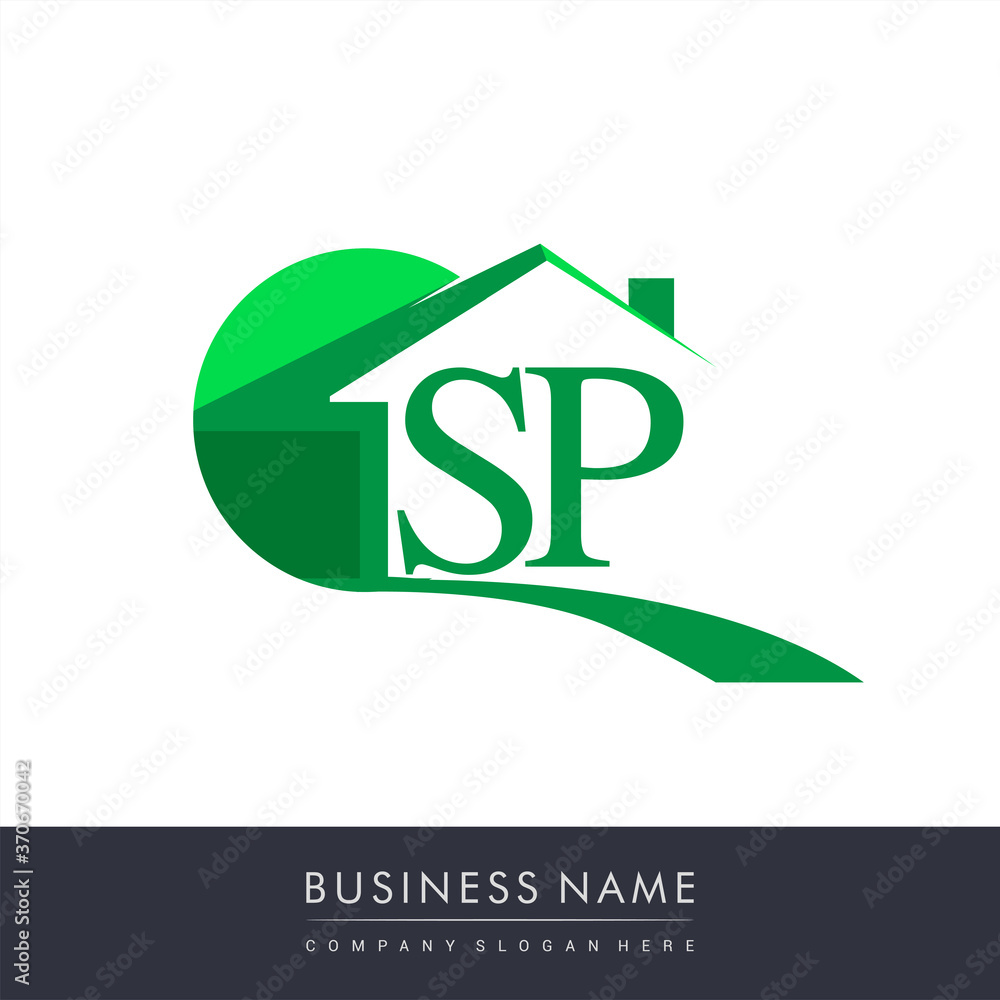 initial logo SP with house icon, business logo and property developer ...
