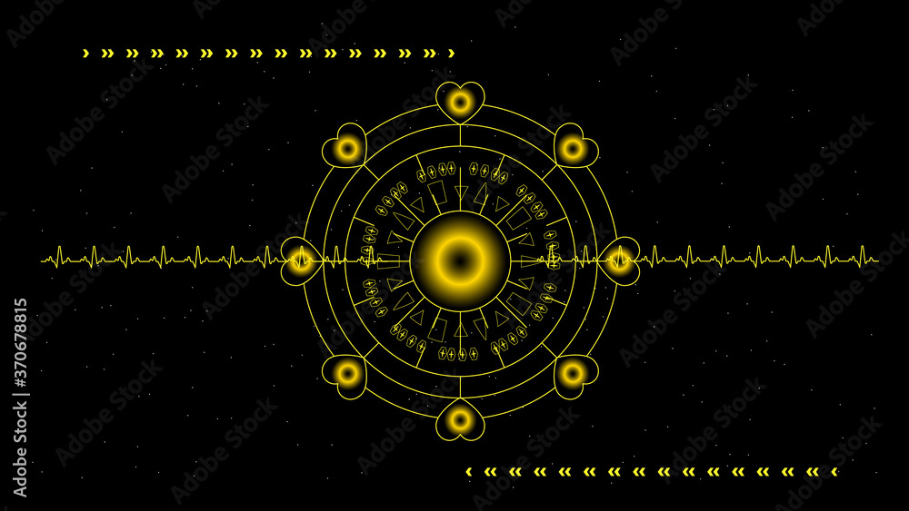 Heart pulse or ekg in monitor for UI Hi-tec interface black and gold ...
