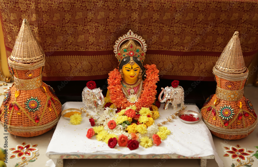 Indian Traditional Function - Varalakshmi Vratam at home Stock Photo ...