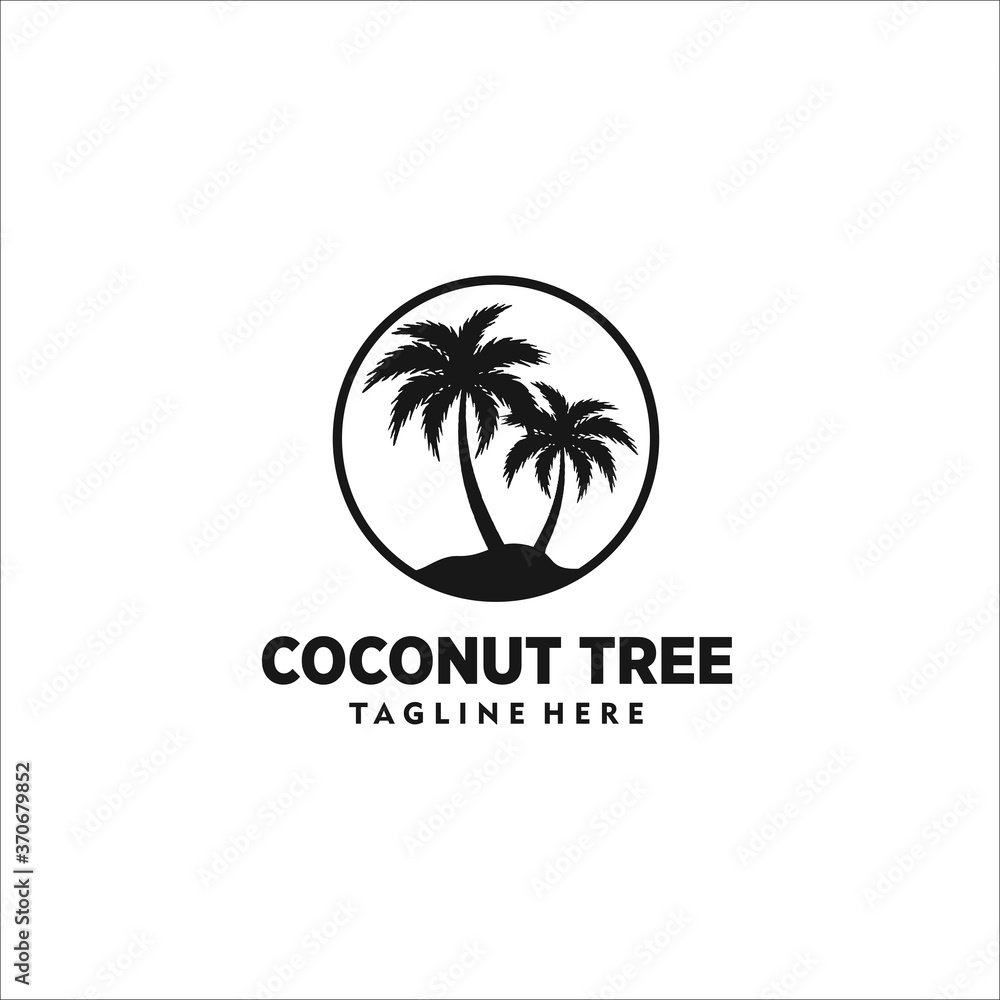 coconut tree logo design silhouette vector Stock Vector | Adobe Stock