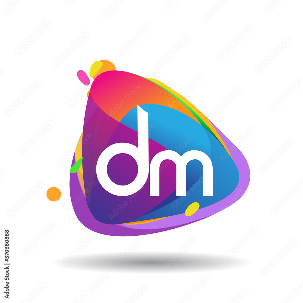 Letter DM logo with colorful splash background, letter combination logo ...