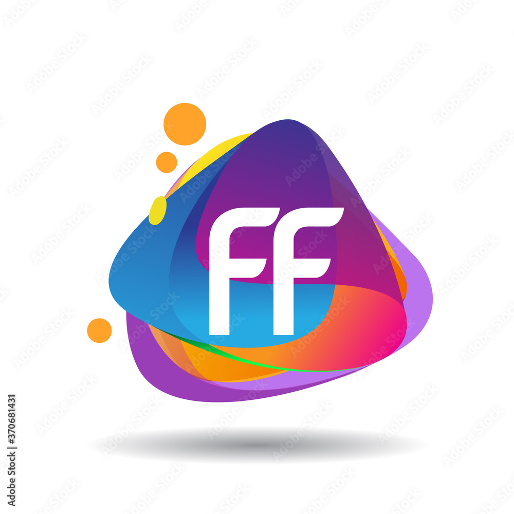 Letter FF logo with colorful splash background, letter combination logo ...
