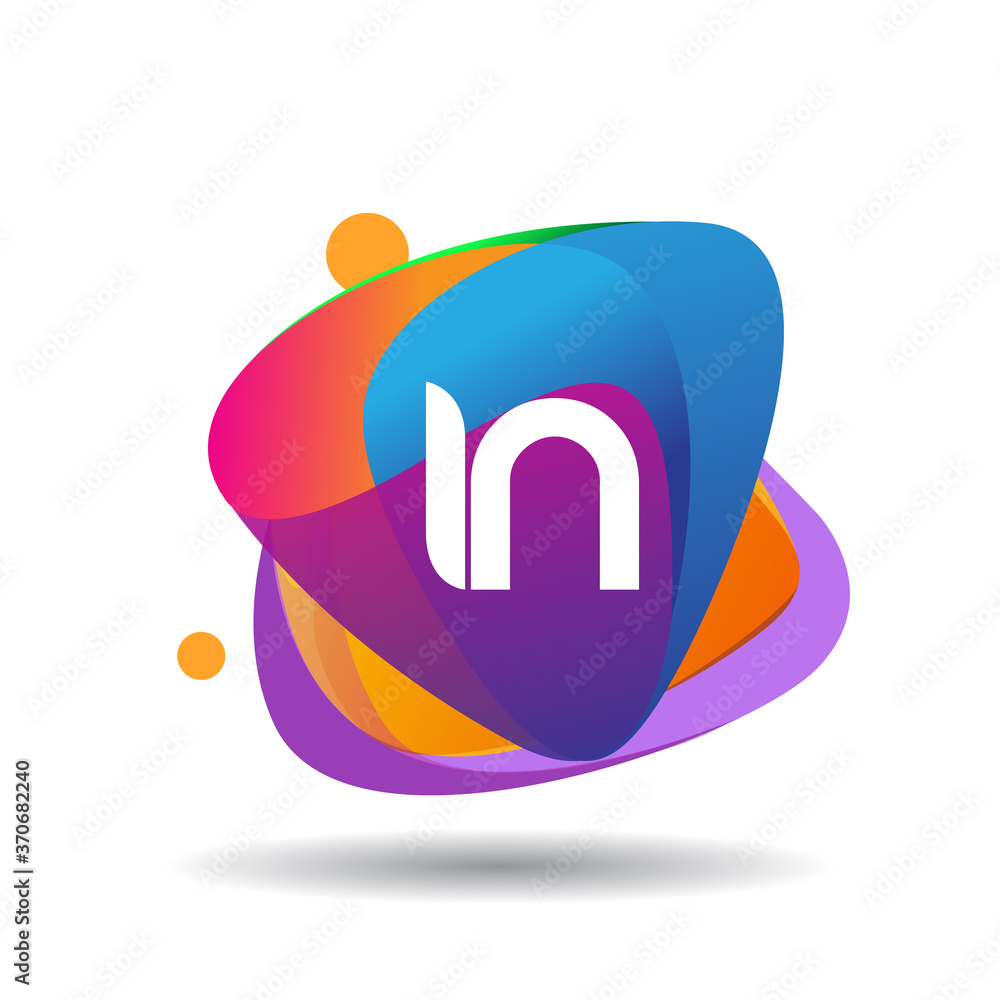 Letter IN logo with colorful splash background, letter combination logo ...