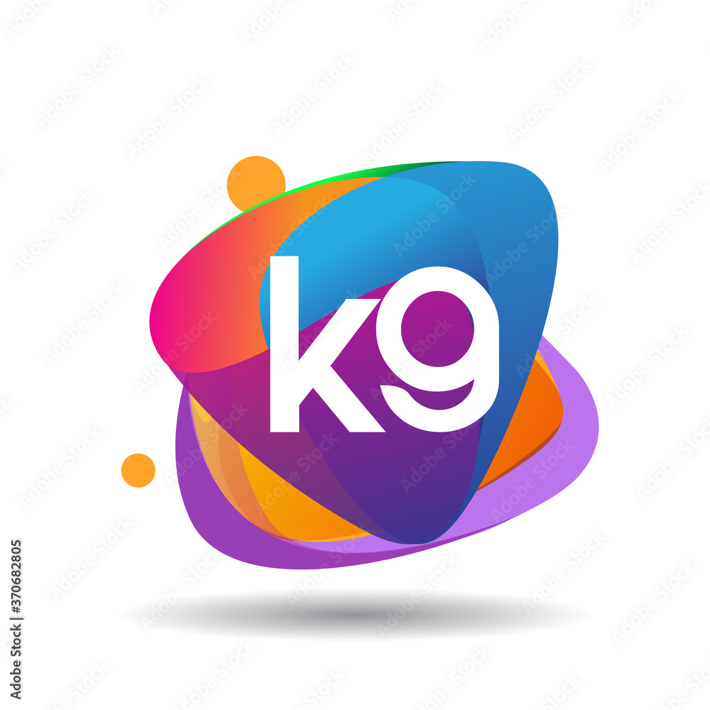 Letter KG logo with colorful splash background, letter combination logo ...