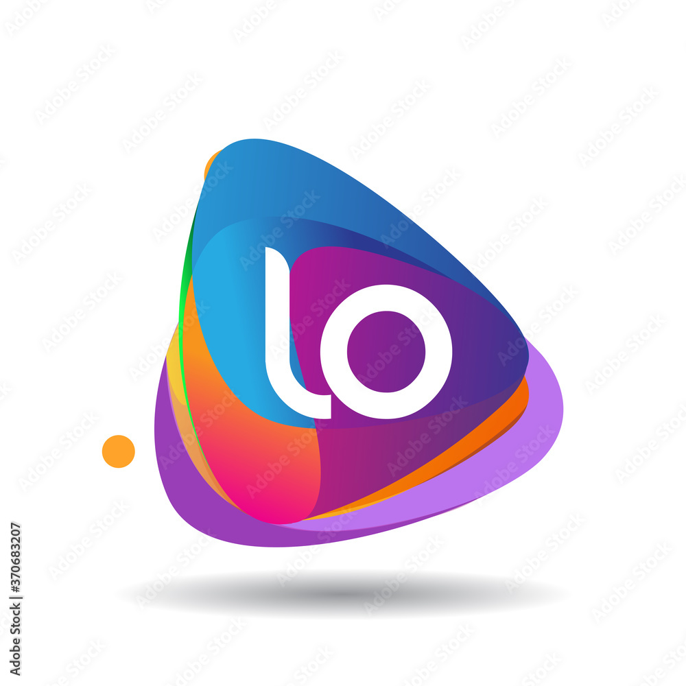 Letter LO logo with colorful splash background, letter combination logo ...