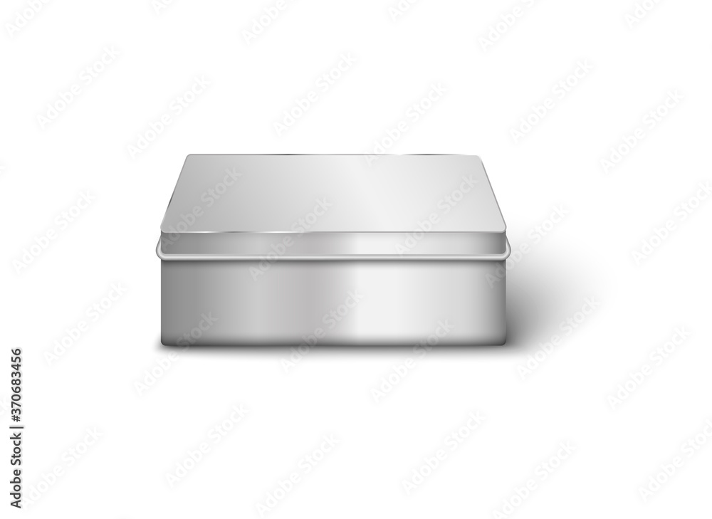 Mockup and template of realistic rectangular aluminum metal box. Stock ...