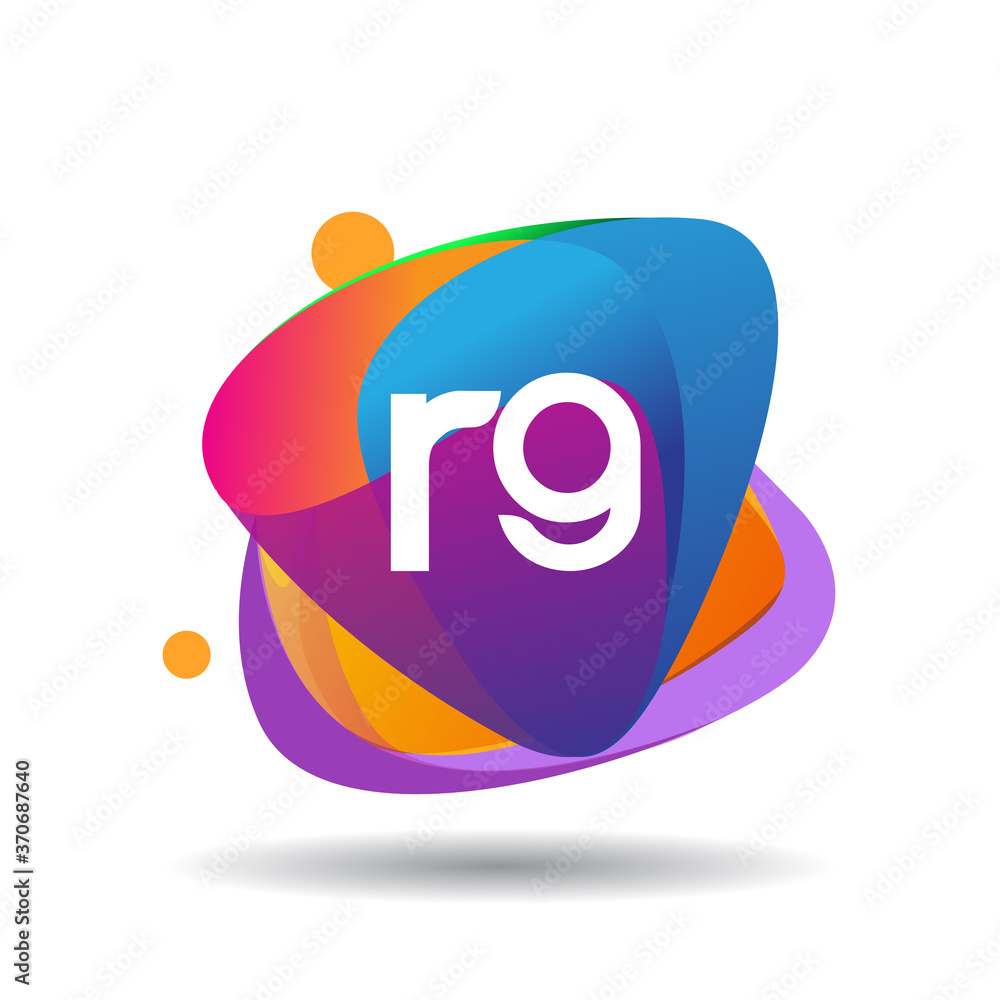 Letter RG logo with colorful splash background, letter combination logo ...