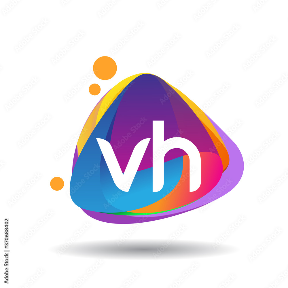 Letter VH logo with colorful splash background, letter combination logo ...