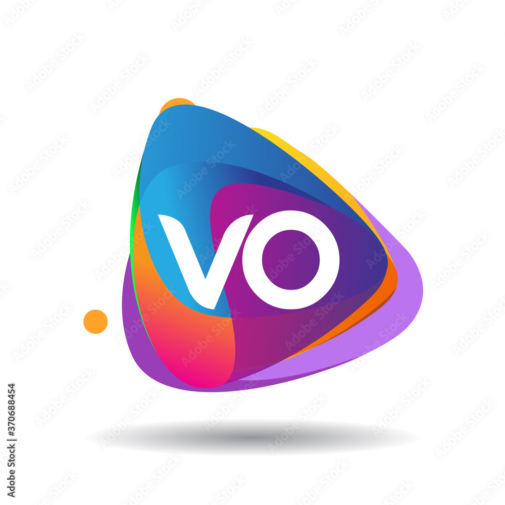 Letter VO logo with colorful splash background, letter combination logo ...