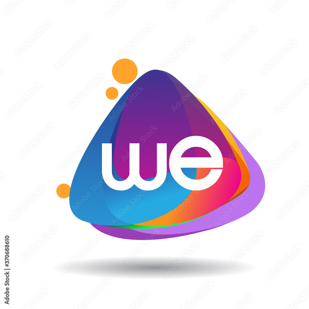 Letter WE logo with colorful splash background, letter combination logo ...