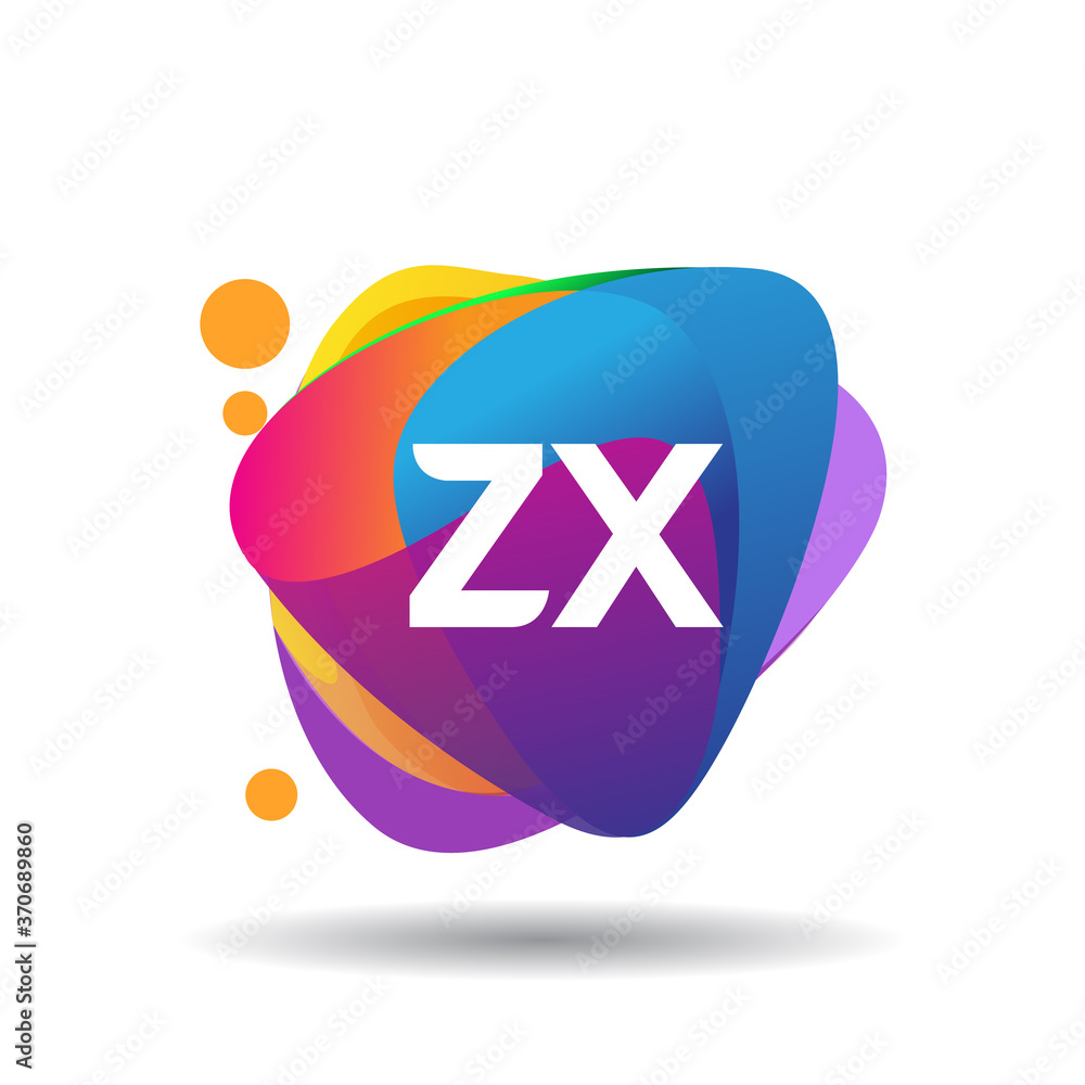Letter ZX logo with colorful splash background, letter combination logo ...