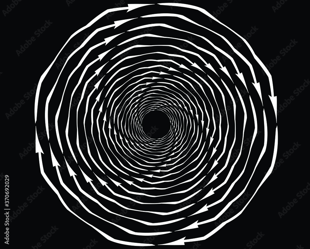 Dotted, dots, speckles abstract concentric circle. Spiral, swirl, twirl ...