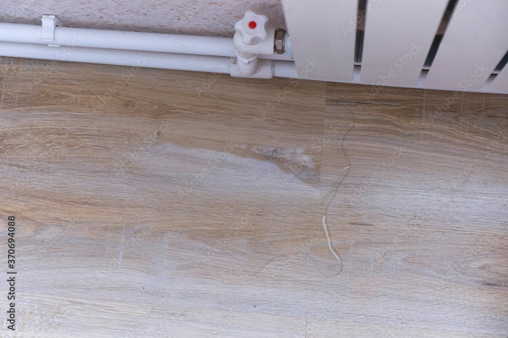 water leak through the heating radiator tube nut. water leaking from ...