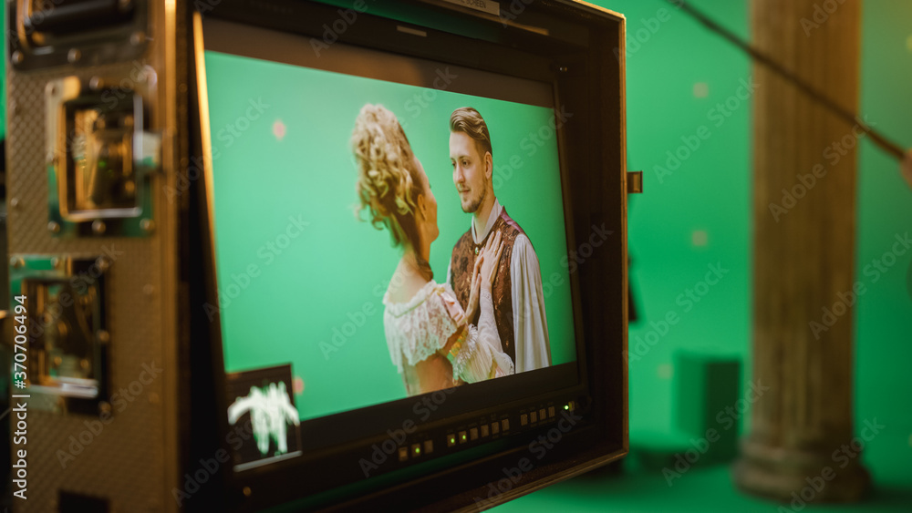 On Set Display Showing: Green Screen Scene with Two Actors Talented ...