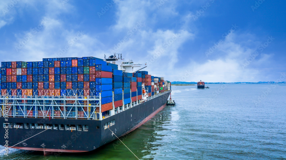 Container ship freight shipping maritime vessel, Global business import ...