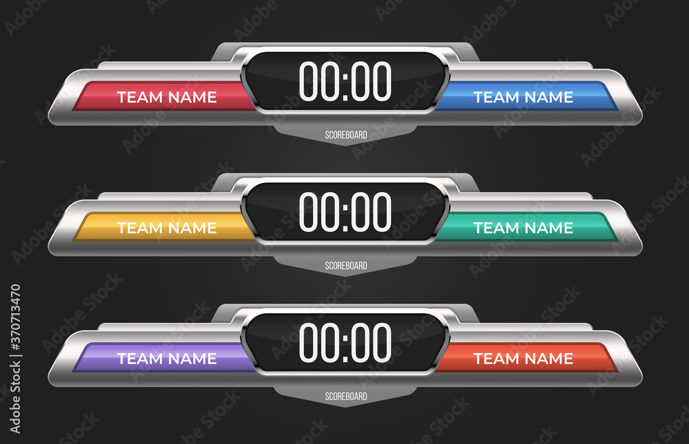 Scoreboard templates set. With electronic display for score and space ...