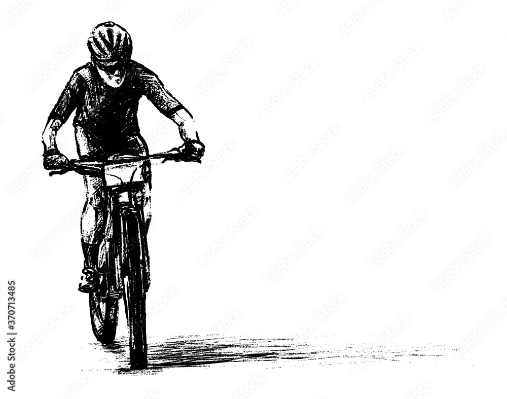 Drawing of the mountain bike competition hand draw Stock Vector | Adobe ...