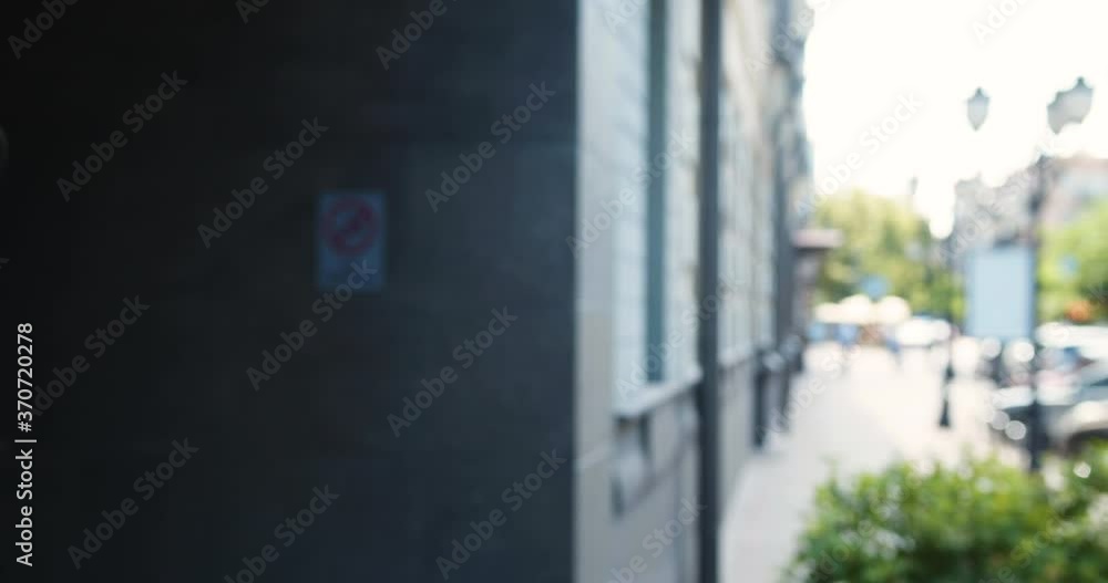Woman wearing face mask, observing new normal social distancing measure ...