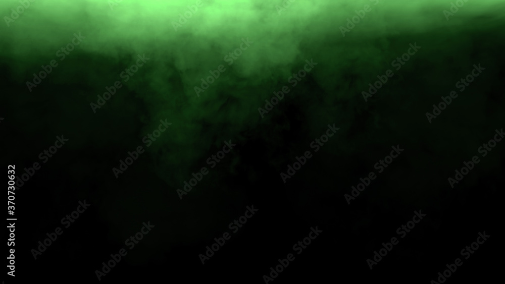 Fog and mist effect on isolated background. Green smoke chemistry ...