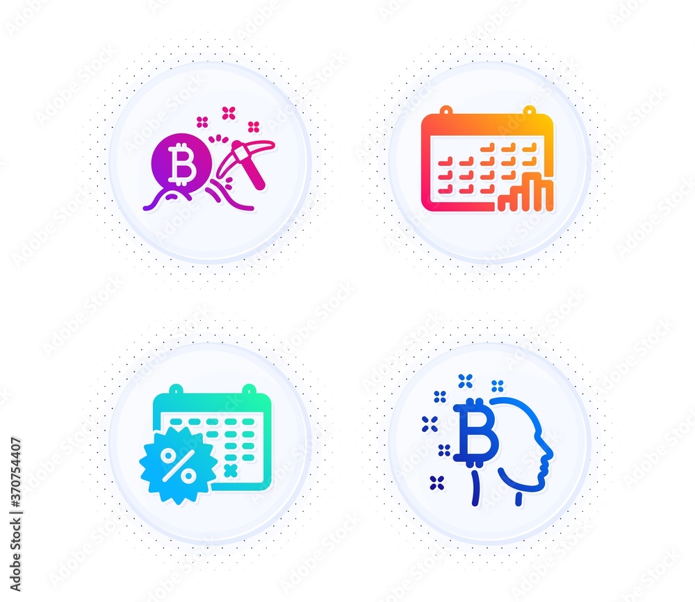 Bitcoin mining, Calendar discounts and Calendar graph icons simple set ...