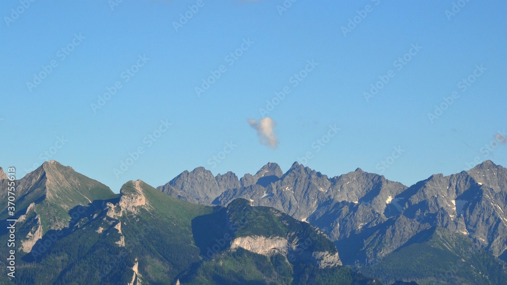 Tatra Mountains panorama. Gorgeous mountain range with high rocky peaks ...
