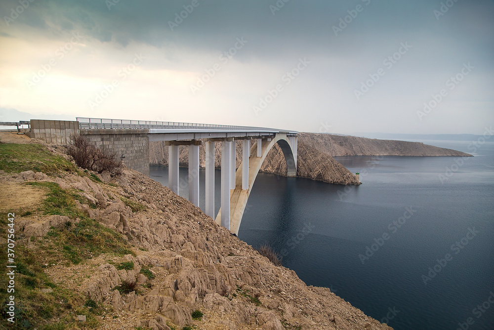Pag bridge, the bridge connecting the Island of Pag with the mainland ...