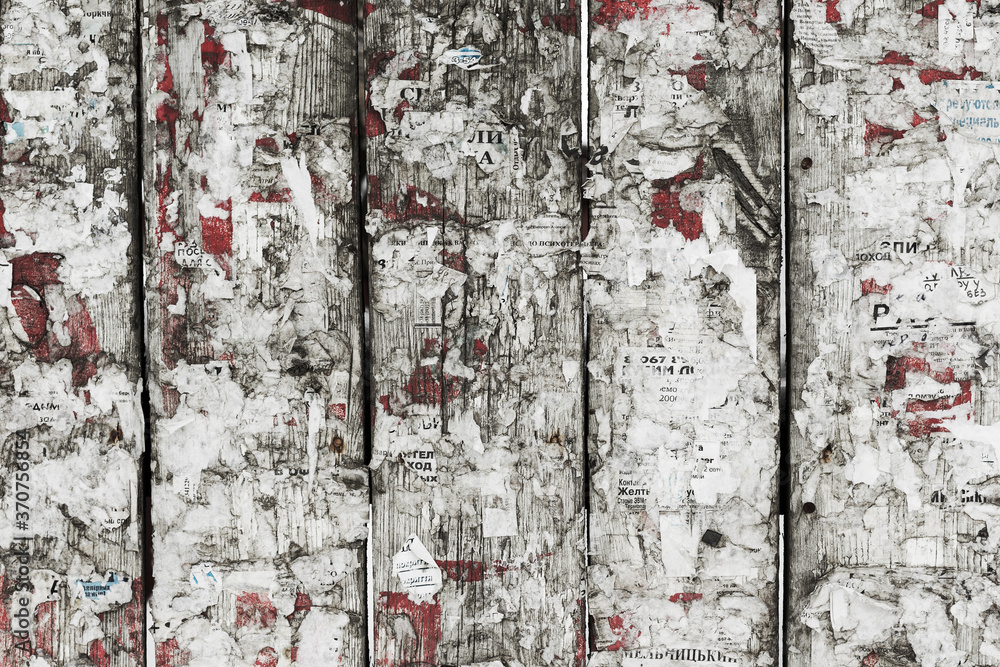 Urban Billboard With Torn Peeled Poster Horizontal Wide Grungy ...
