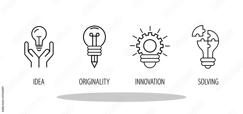 Creativity icon set in trendy flat style. Creative related symbols for ...