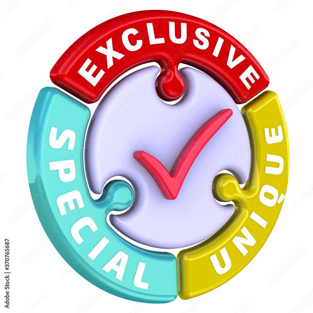 Exclusive, special, unique. The check mark in the form of a puzzle. The ...