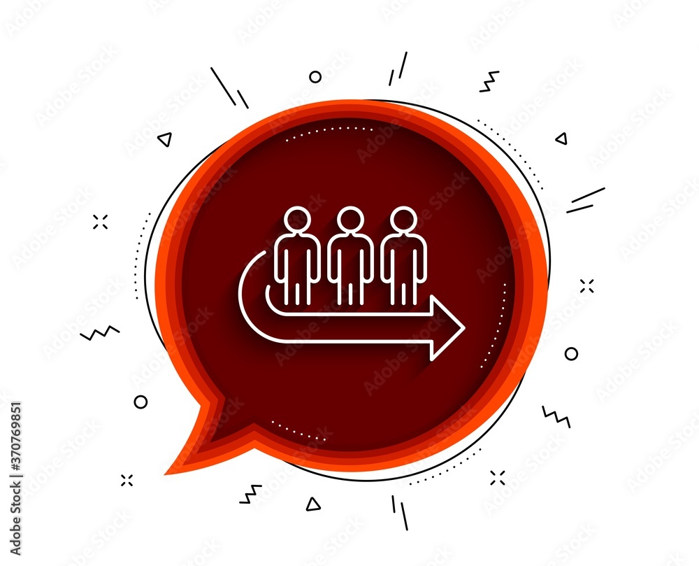 Queue line icon. Chat bubble with shadow. People waiting sign ...