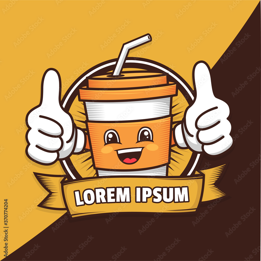 coffee cup logo template cartoon character. for cafetaria, restaurant ...