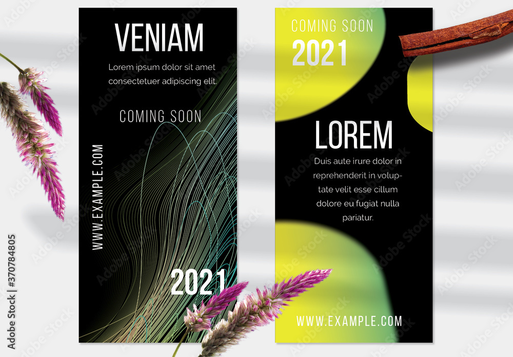 Flyer Layout with Motion Blur and Abstract Glowing Shapes Stock ...