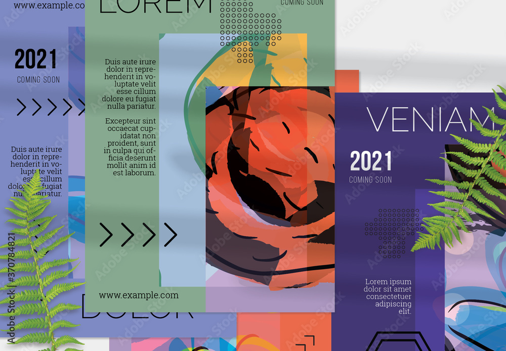 Brightly Colored Flyer with Geometric Shapes Stock Template | Adobe Stock