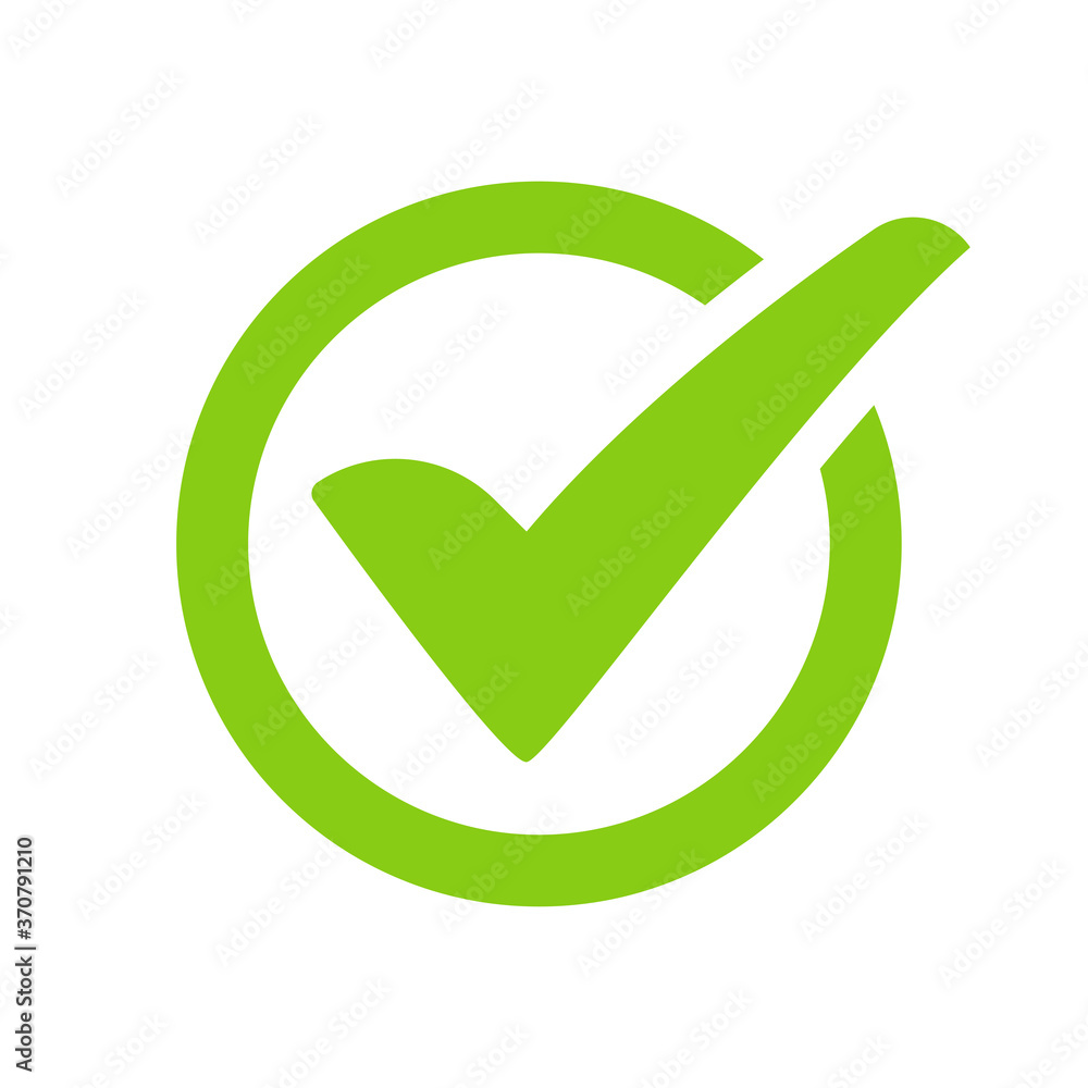 Green check mark icon vector On the circular checkbox For checking ...