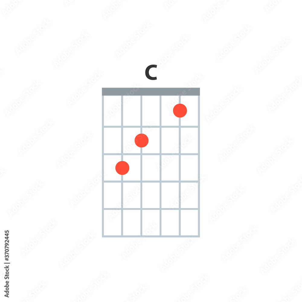 C guitar chord icon. Basic guitar chords vector isolated on white ...