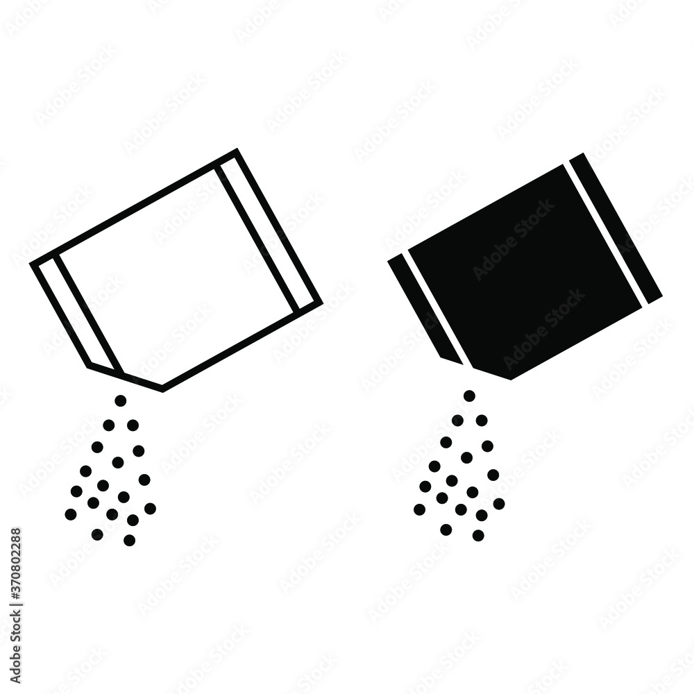 Packet soluble powder icon vector set. open paper sachet illustration ...