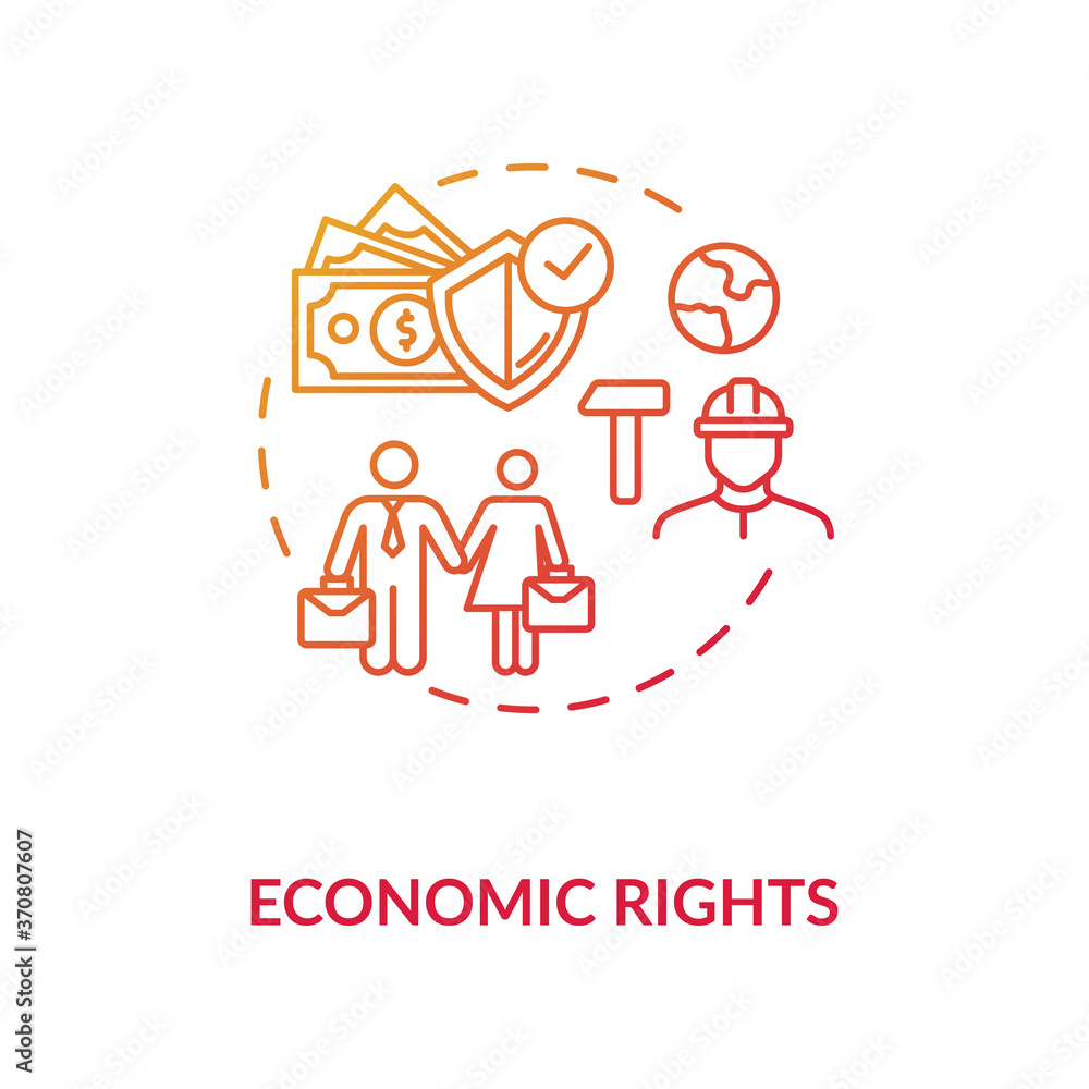 Economic rights concept icon. Socio economic principles idea thin line ...