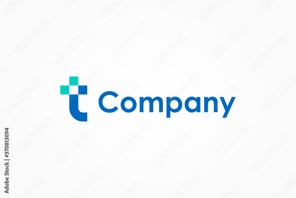 Initial Letter T Logo. Blue Cross Sign T Letter Style isolated on White ...