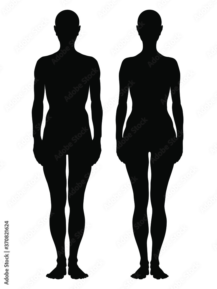 Hand drawn male and female body. Flat vector drawings isolated on white ...