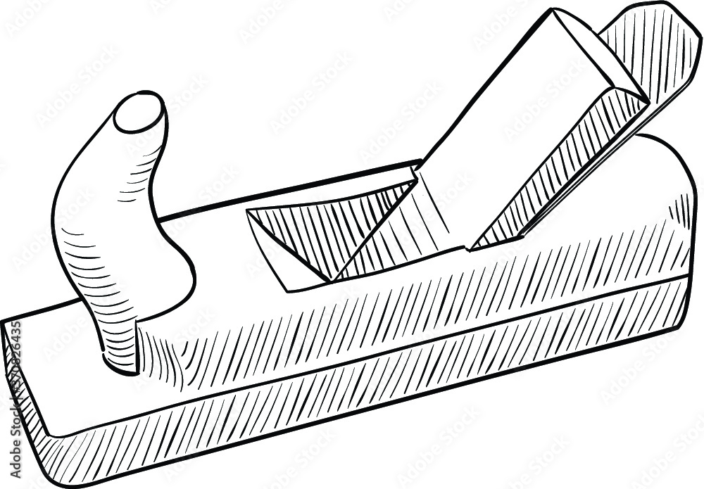 Carpenter's Wood Planer Hand drawn vector drawing of a Carpenter's Wood ...