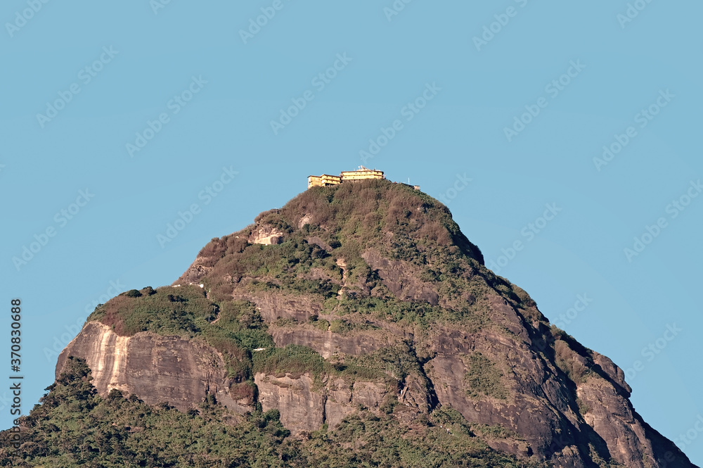 Closeup to the top of Adam's Peak mountain (Sri Pada i.e. sacred ...