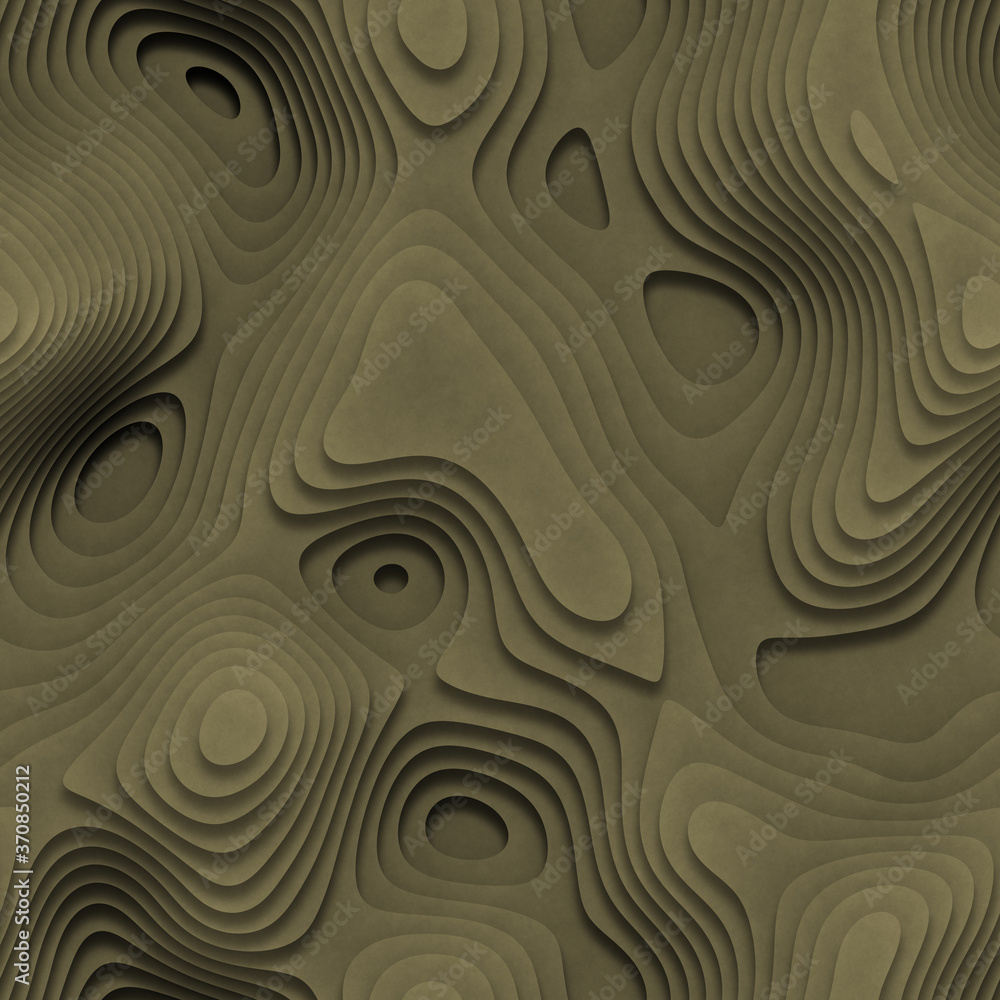 Geometric topography map concept, element cut out of paper. 3D ...