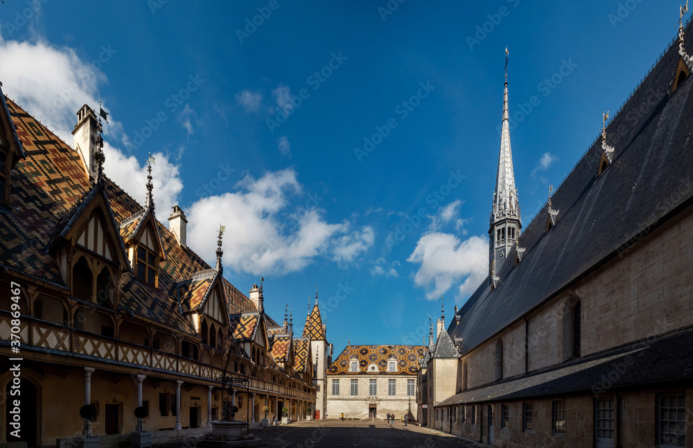Beautiful ancient architecture of Burgundy. Streets of the city of ...