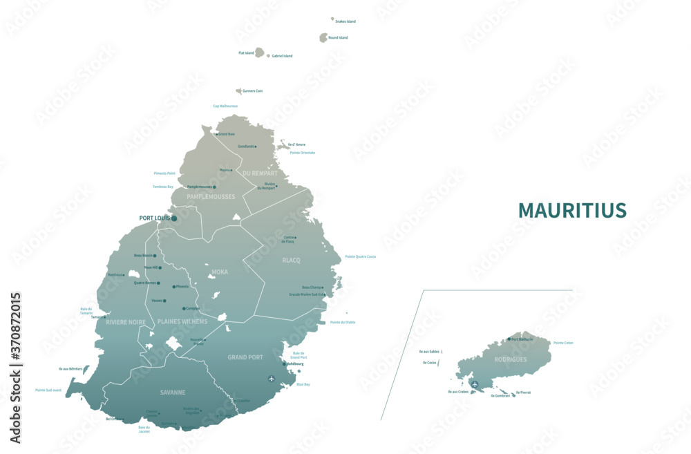 mauritius country map. vector map of mauritius in east africa, indian ...