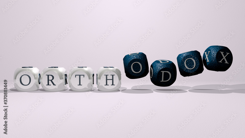 ORTHODOX dancing cubic letters. 3D illustration. church and ...