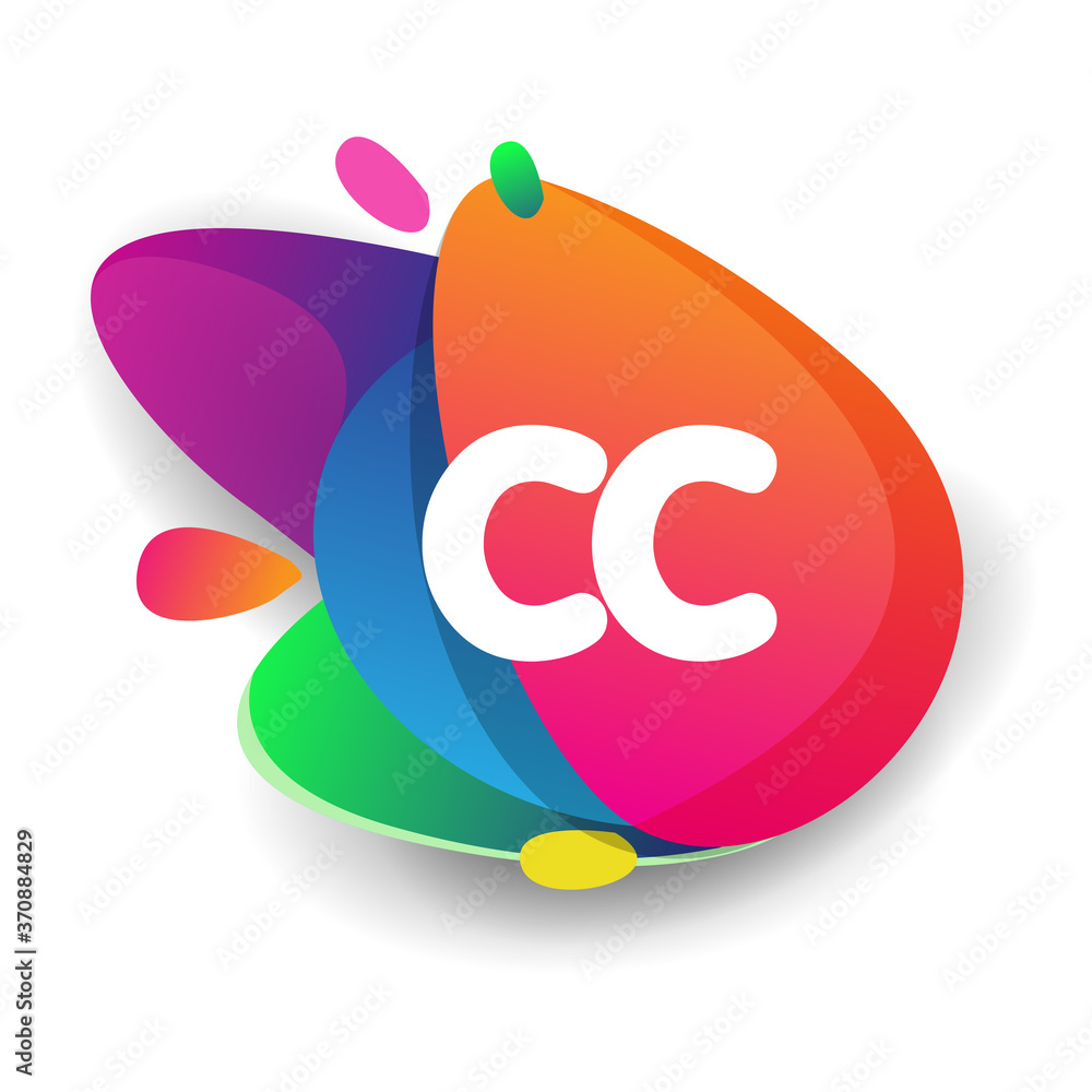 Letter CC logo with colorful splash background, letter combination logo ...
