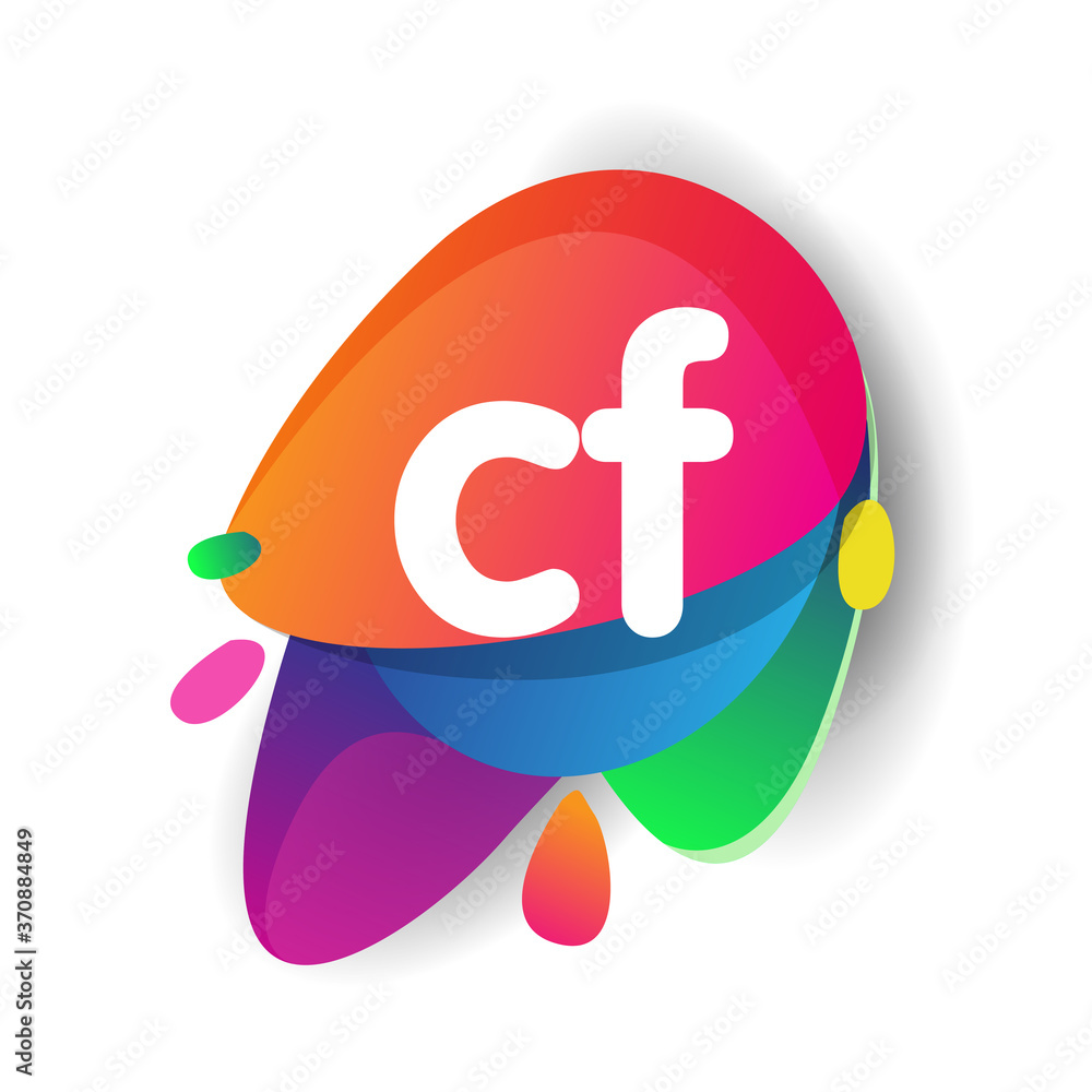 Letter CF logo with colorful splash background, letter combination logo ...