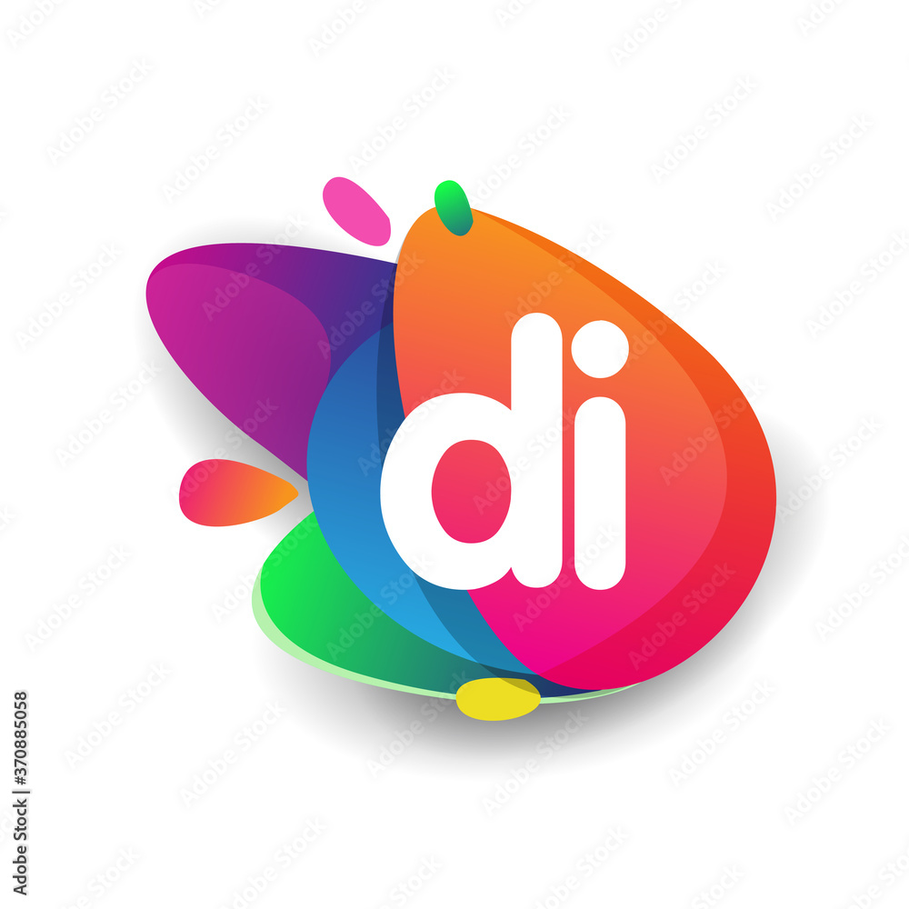 Letter DI logo with colorful splash background, letter combination logo ...