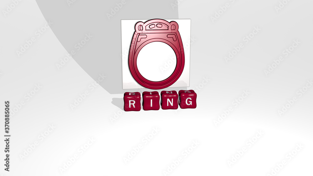 Illustrazione Stock 3D representation of RING with icon on the wall and ...